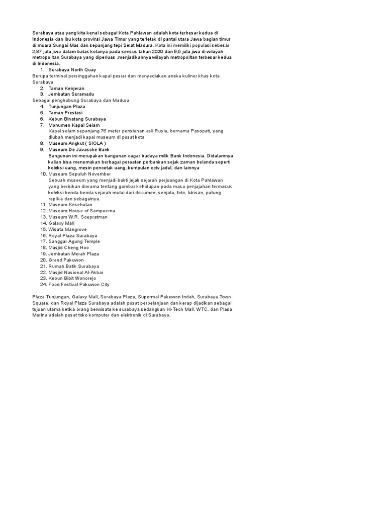 Materi Surabaya Dan Wisata - Google Dokumen | PDF