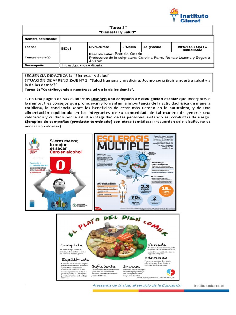 3° CS. CIUDADANÍA Guía Bienestar y Salud SD1 T3 Semana 30 Marzo | PDF