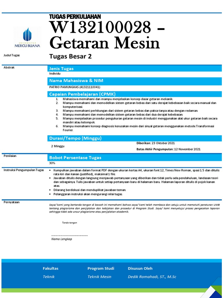 Tugas Getaran Mesin | PDF