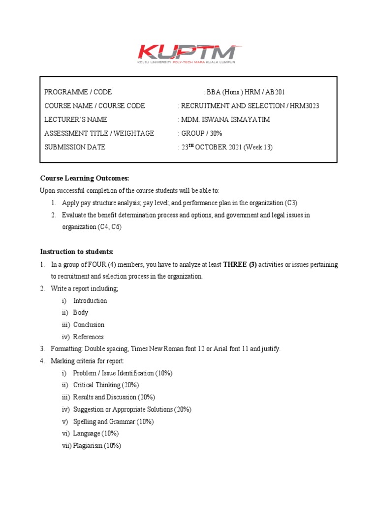 Group Assessment_HRM3023_0721 | PDF