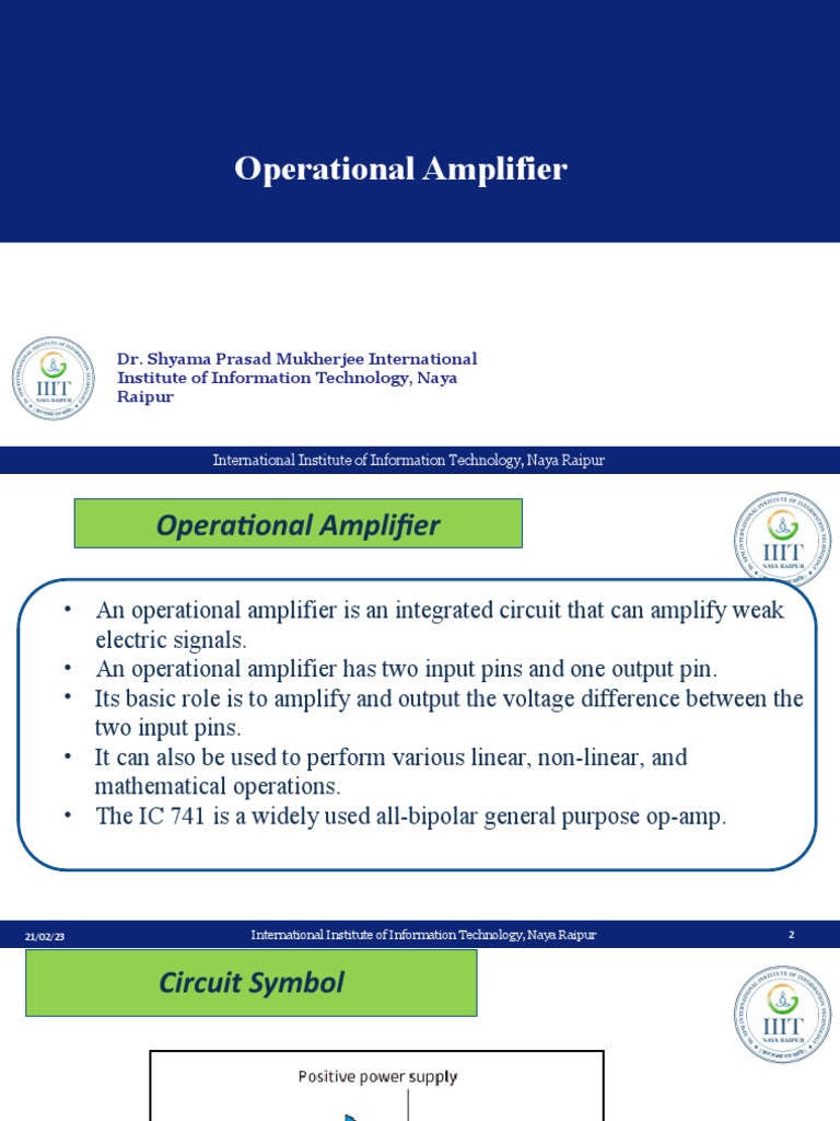 Week 2_Lecture 4_Analog Electronics | PDF | Operational Amplifier | Amplifier