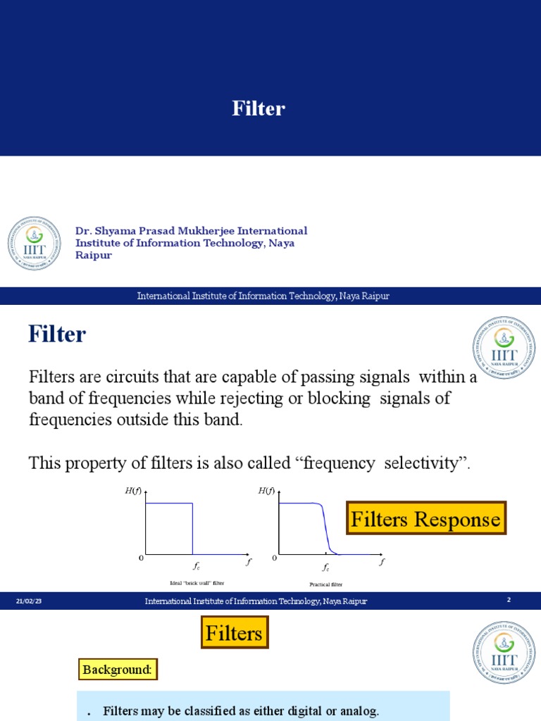 Week 1 - Lecture 2 - Analog Electronics | PDF | Electronic Filter | Low Pass Filter