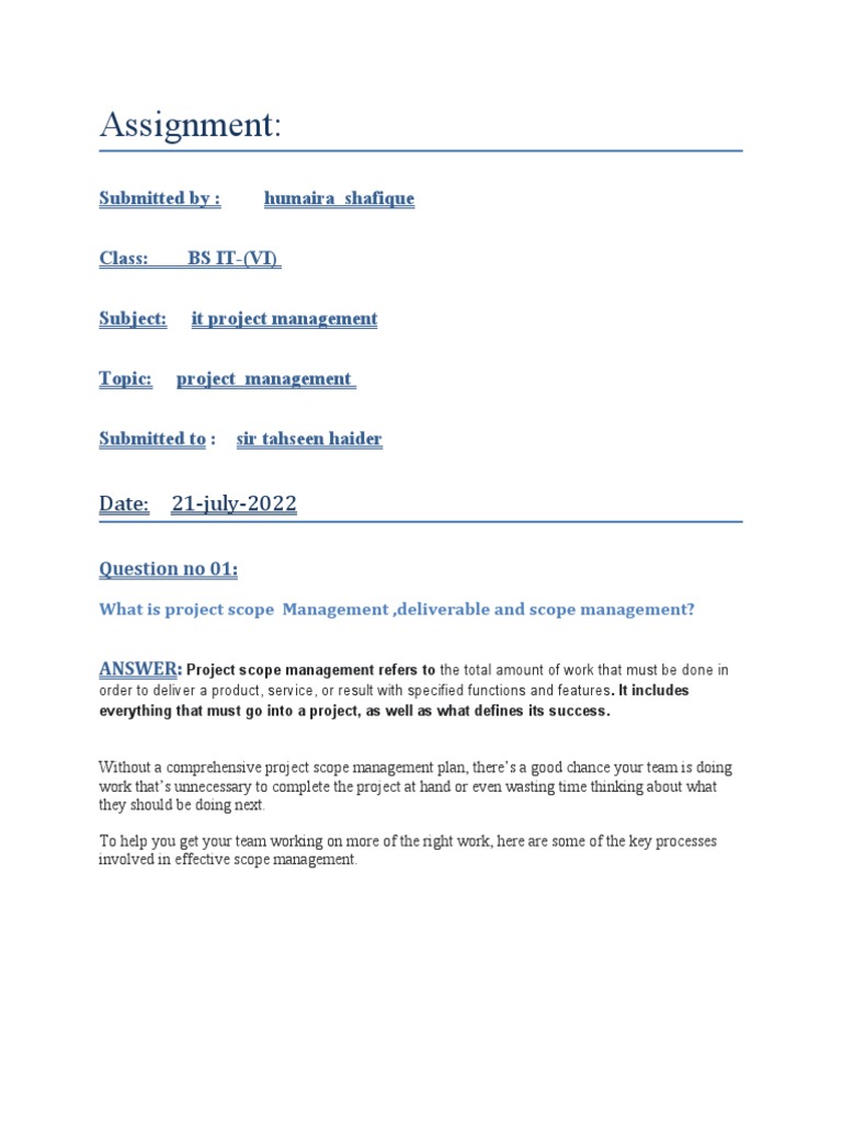Assignment O1 | PDF | Project Management | Computing
