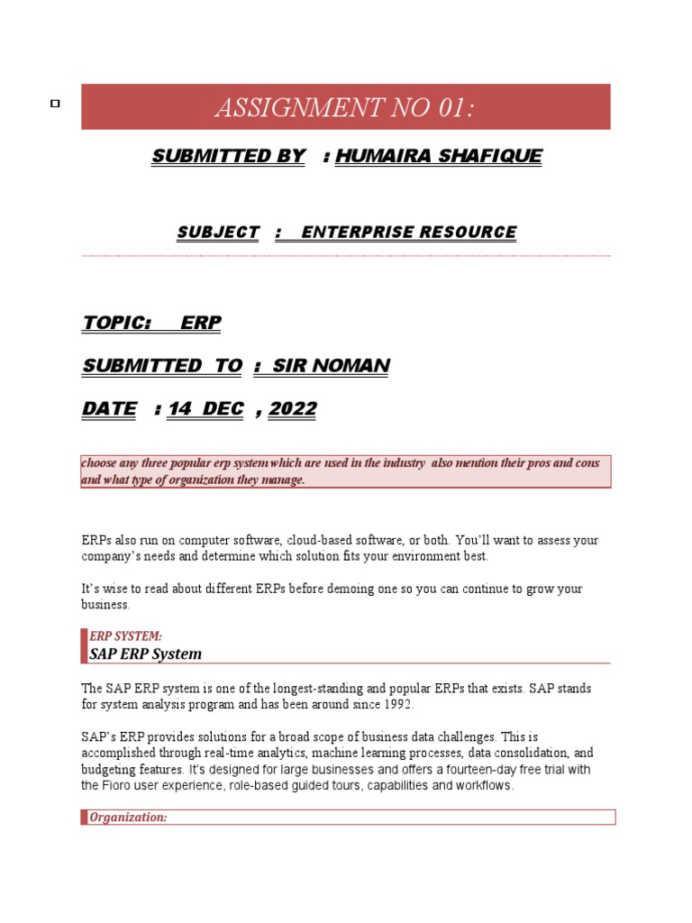 Enterprise Resource | Download Free PDF | Enterprise Resource Planning | Cloud Computing