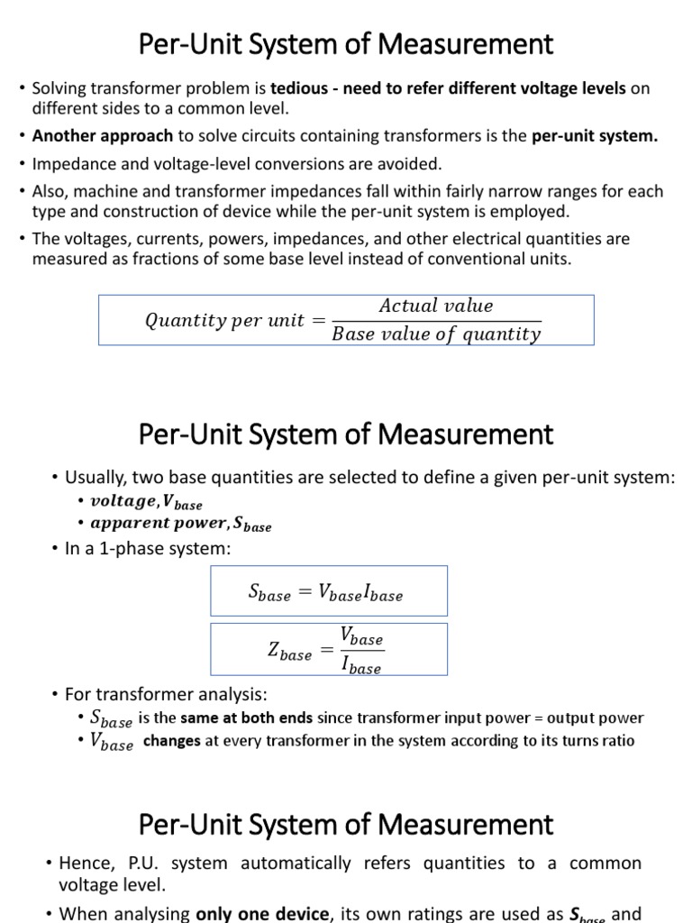 Per-Unit System of Measurement | PDF | Transformer | Electrical Impedance