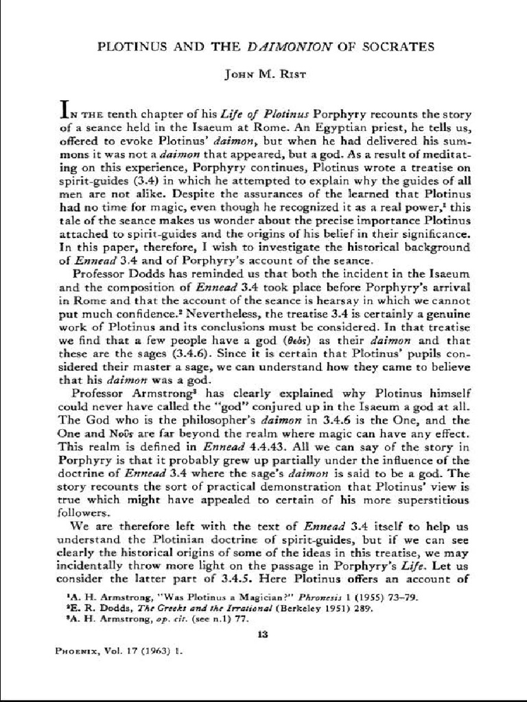 J.Rist - Plotinus and The Daimonion of Socrates | PDF