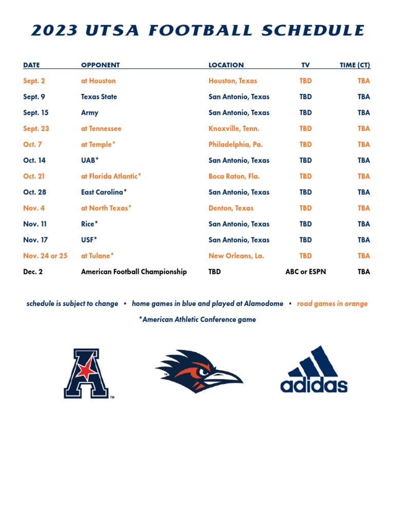 2023 Utsa Football Schedule | PDF
