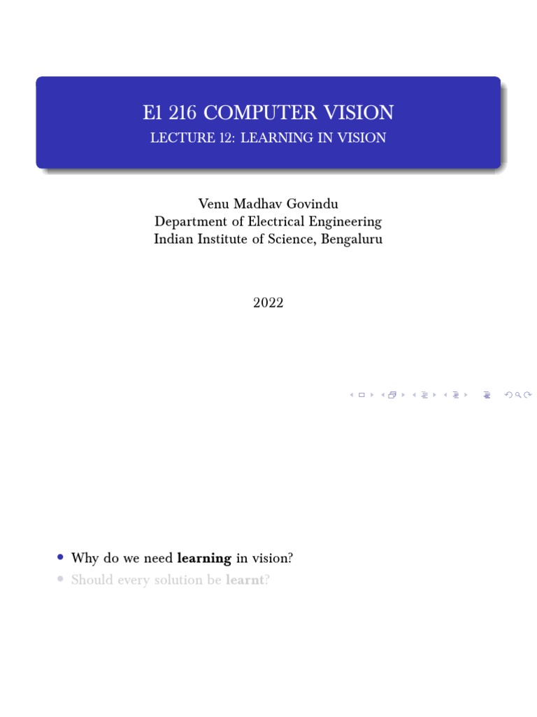 Lecture 12 Learning in Vision 2022 | PDF | Computer Vision | Artificial ... Lecture 12 Learning in Vision 2022 | PDF | Computer Vision | Artificial ...