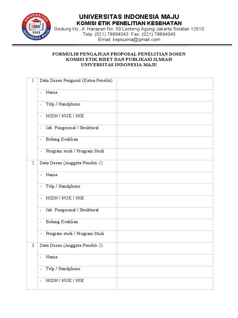 FORM PENGAJUAN DOSEN | PDF