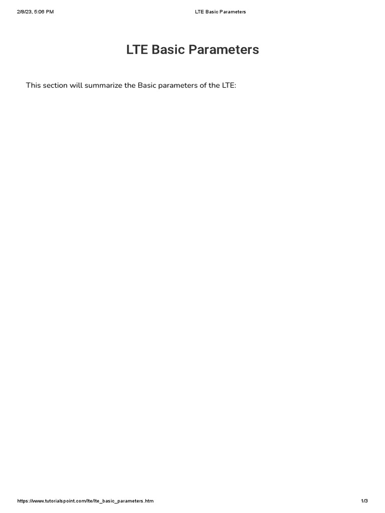 LTE Basic Parameters | PDF | Physical Layer Protocols | Telecommunications Standards