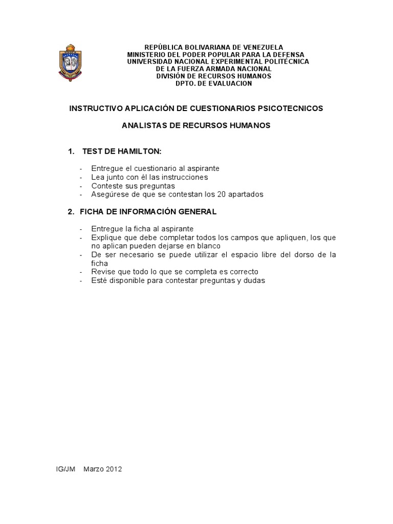 Test de Hamilton | PDF