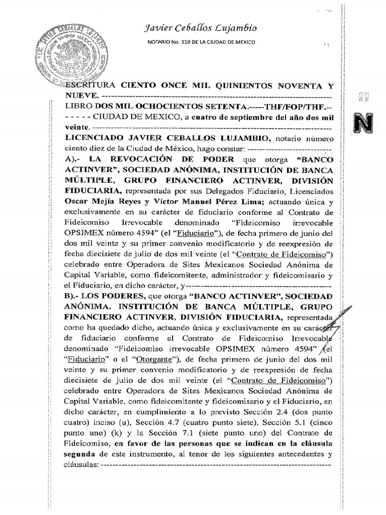 Esc. 111599 (Revocación y Otorgamiento de Poderes) | PDF
