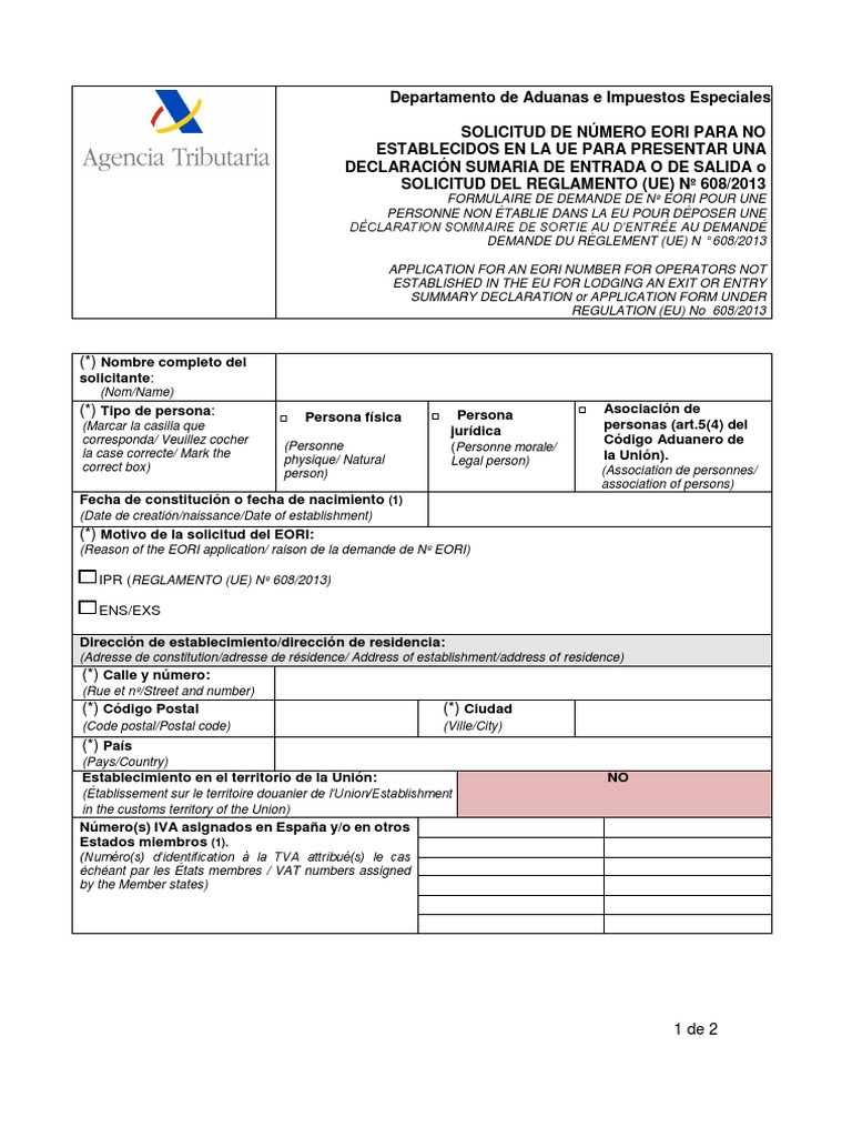 Solicitud EORI | PDF