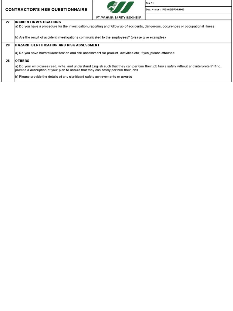 3 CSMS Assessment Form | PDF | Occupational Hygiene | Safety