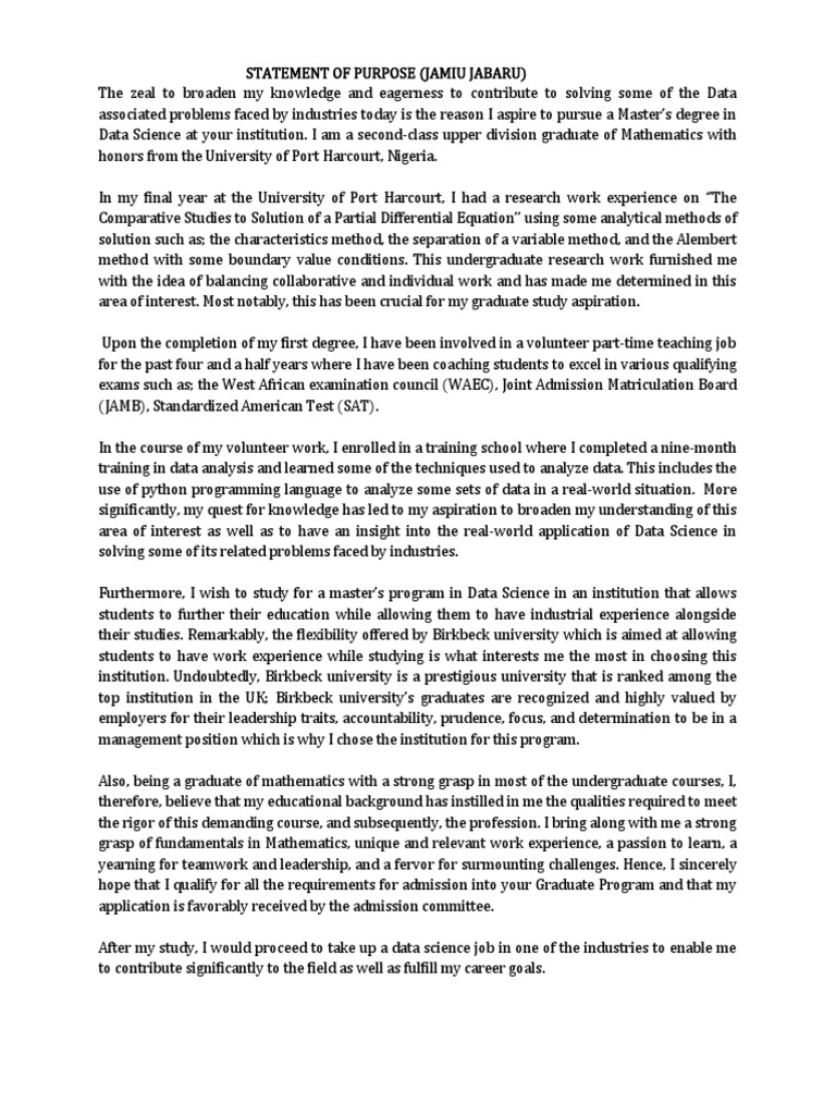 University of Birkbeck Data Data Science Sop | PDF | Data | Partial ...