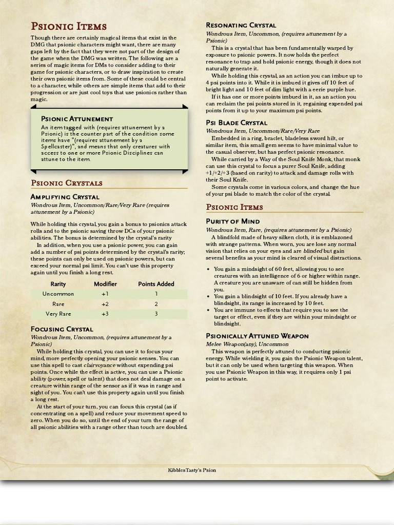 Psion Magic Items | PDF