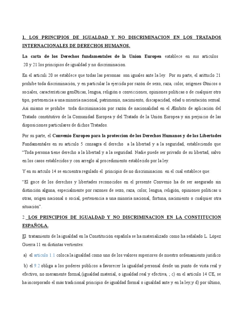 Principio de Igualdad y No Discriminación | Descargar gratis PDF | Discriminación | Judicaturas