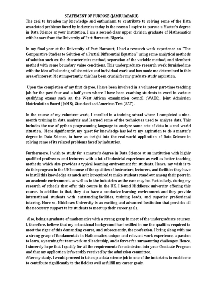 Middlesex University Sop | PDF | Postgraduate Education | Data Middlesex University Sop | PDF | Postgraduate Education | Data