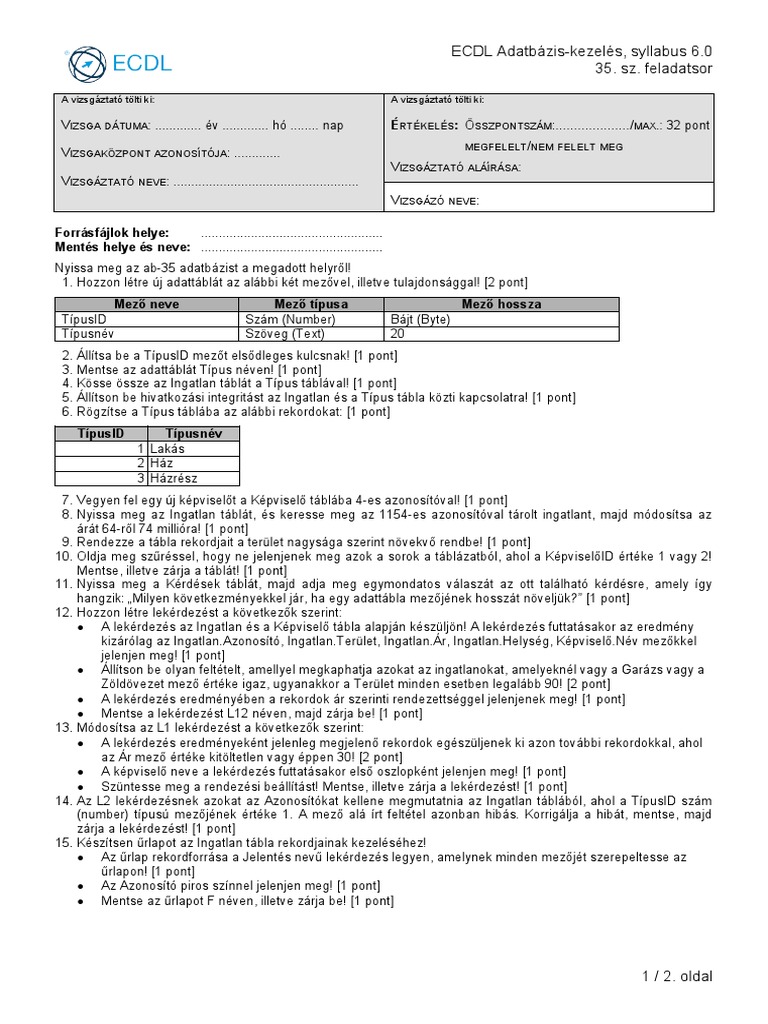 Feladatsor 35 | PDF