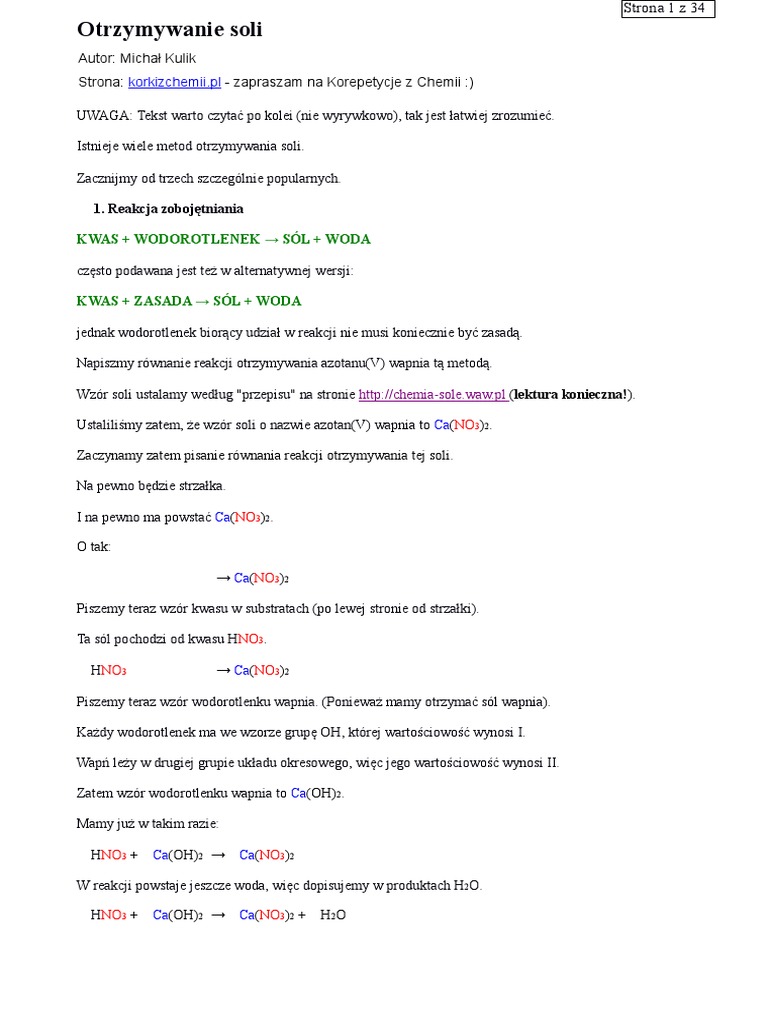 Otrzymywanie Soli | PDF