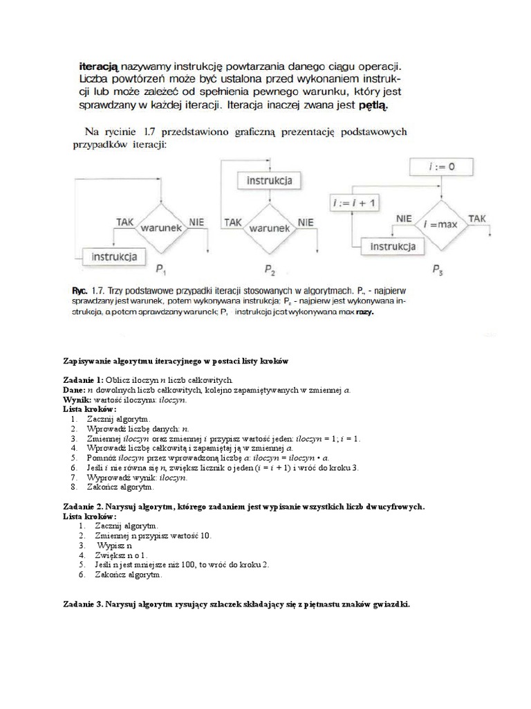 Zapisywanie Algorytmu Iteracyjnego W Postaci Listy Kroków | PDF