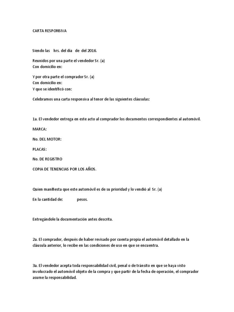 Carta Responsiva Formato | PDF