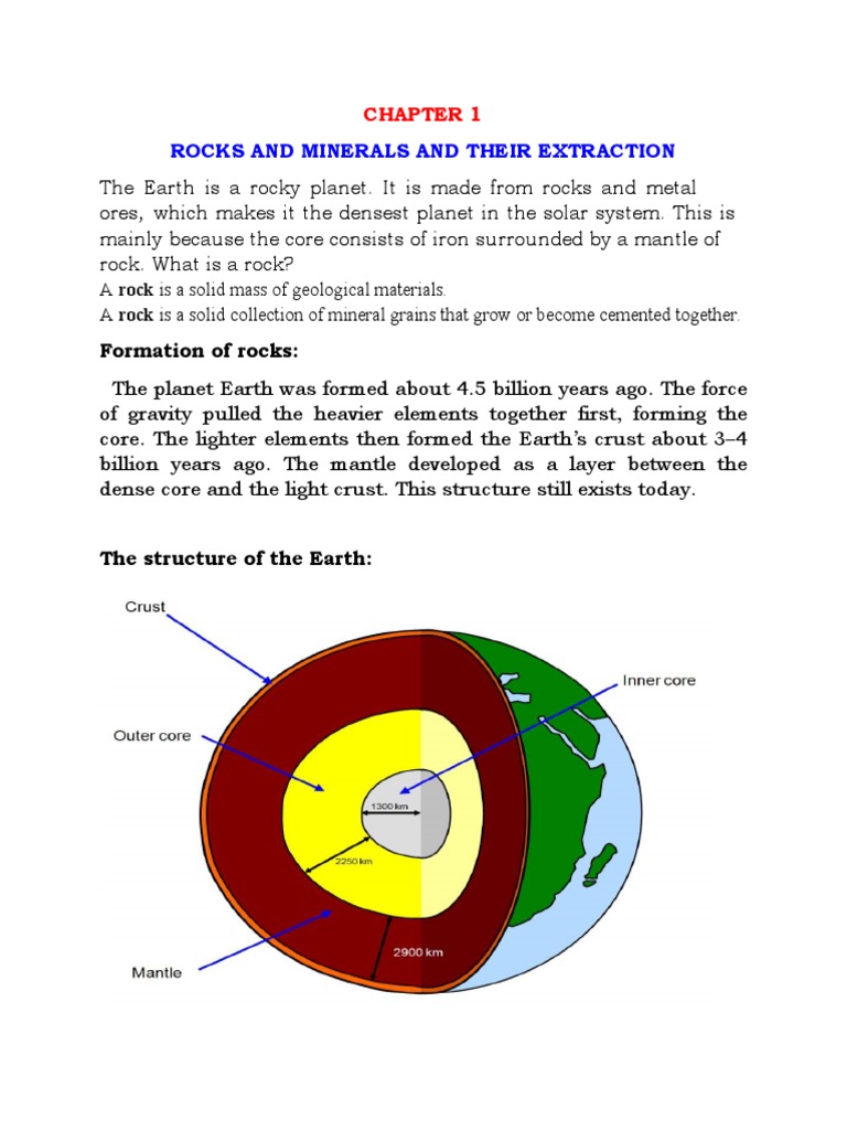 Chapter 1 Rocks and Mineral and Their Extraction Notes | PDF | Rock ...