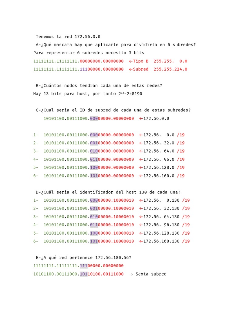 Ejemplo Subredes | PDF