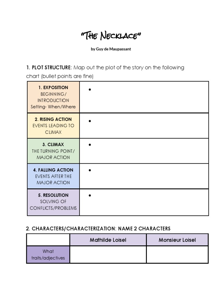 William Walters - "The Necklace" Reading Questions | PDF | Plot (Narrative)