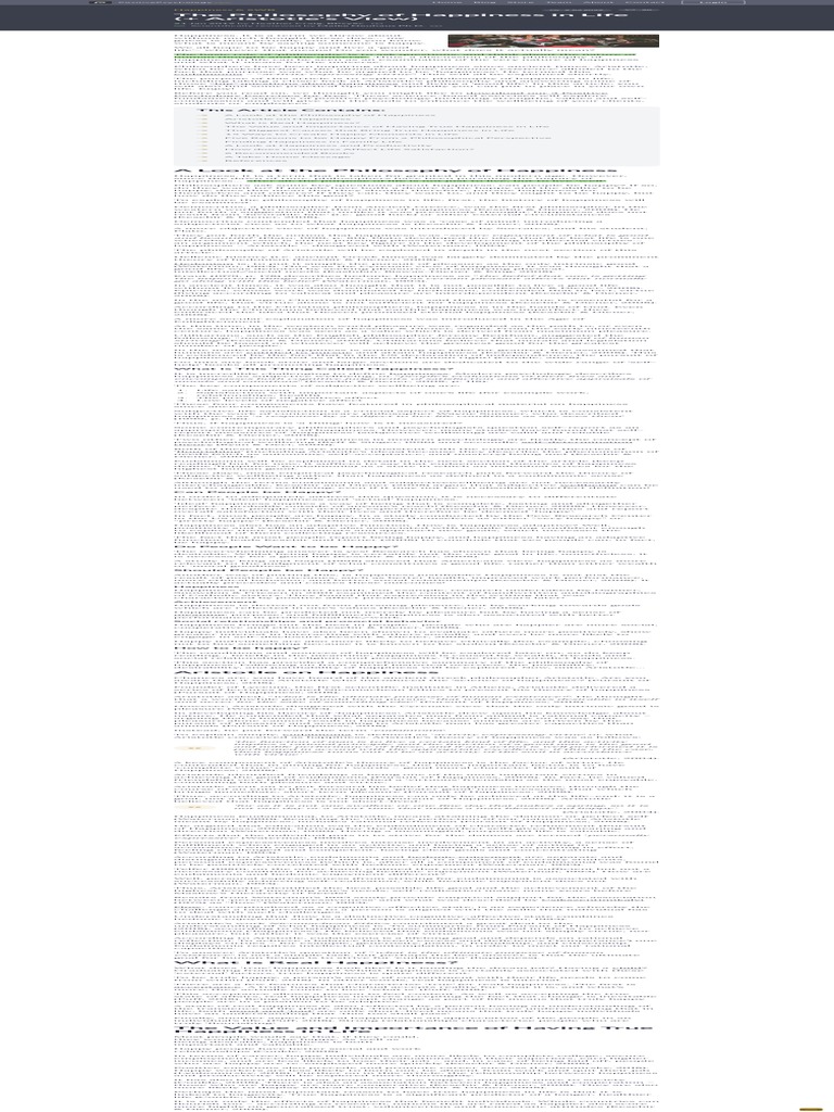 The Philosophy of Happiness in Life ( - Aristotle's View) 2 | PDF ...