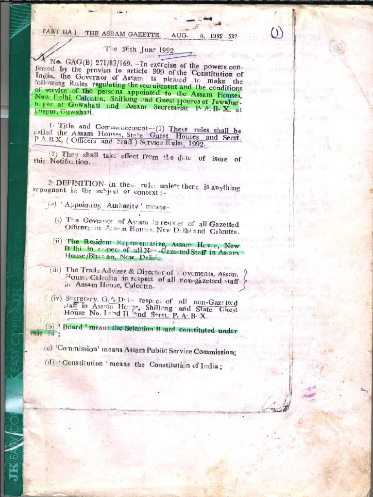 The Assam Houses, State Guest Houses and Sectt. P.A.B.X (Officers ...