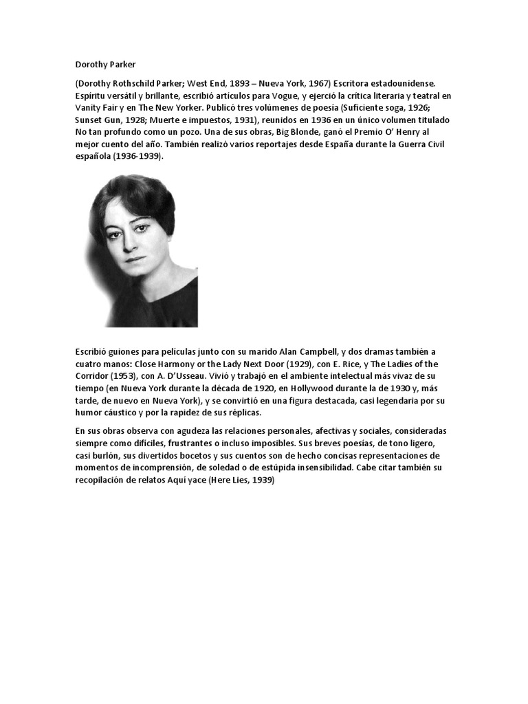 Dorothy Parker: Poesía y Crítica Literaria | PDF
