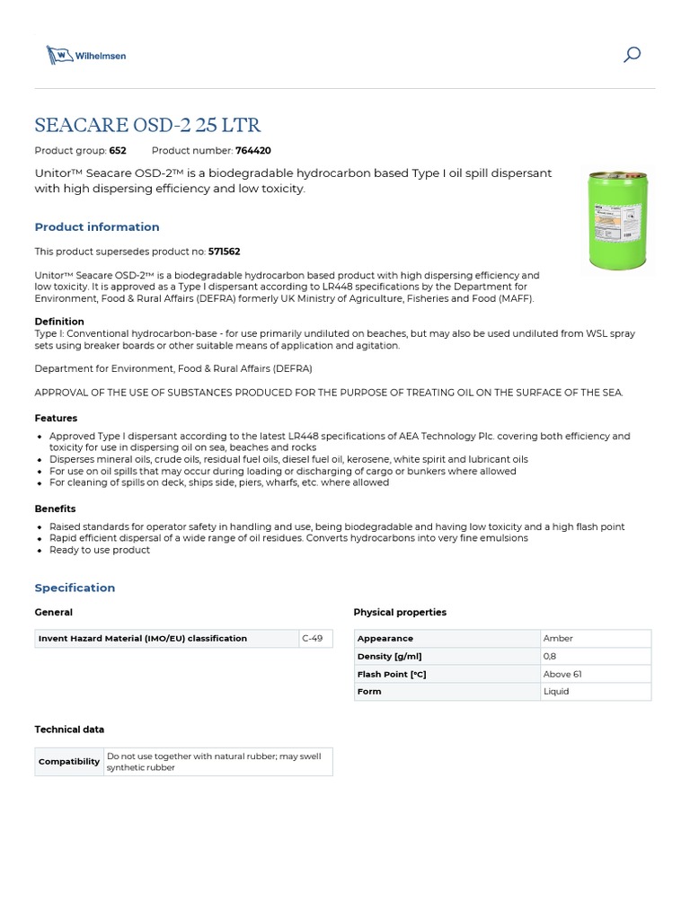 Seacare Osd-2 25 LTR | PDF | Oil | Fuel Oil