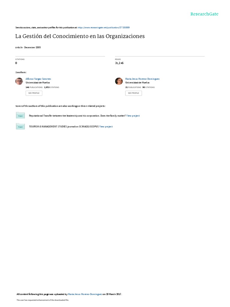 La Gestion Del Conocimiento en Las Organizaciones | PDF | Conocimiento | Conocimiento administrativo