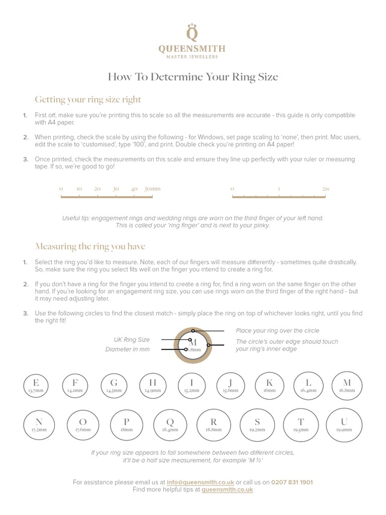 Queensmith Printable Ring Sizer | PDF