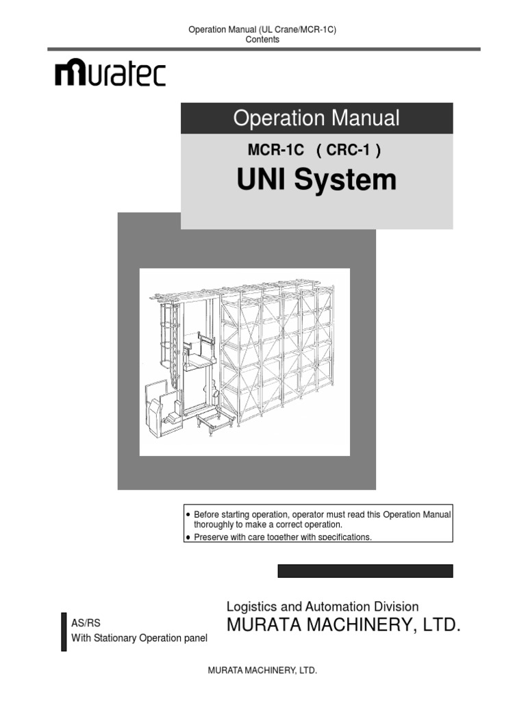 Operation Manual (Stacker Crane) | PDF | Crane (Machine) | Elevator