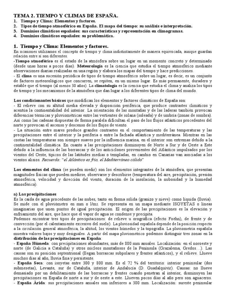 Tema 2. Tiempo y Clima | PDF | Clima | Herida
