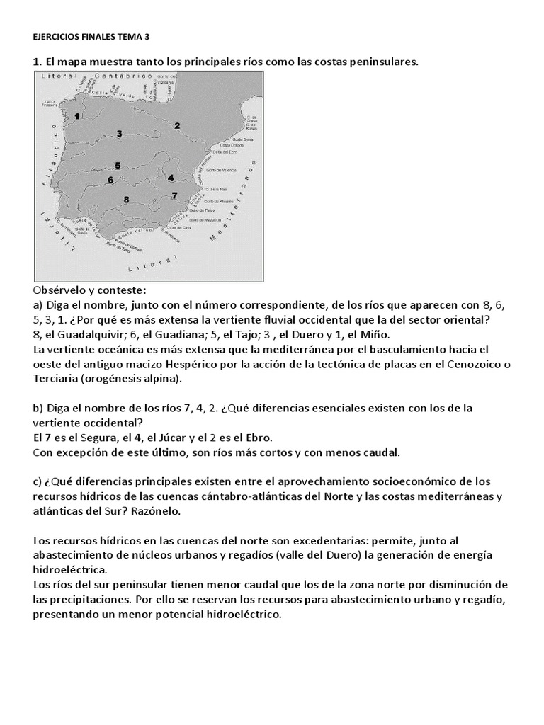 Tema 3 Solucionario Ejercicios Finales 2022 GEO | PDF | Cuenca de drenaje | Agua