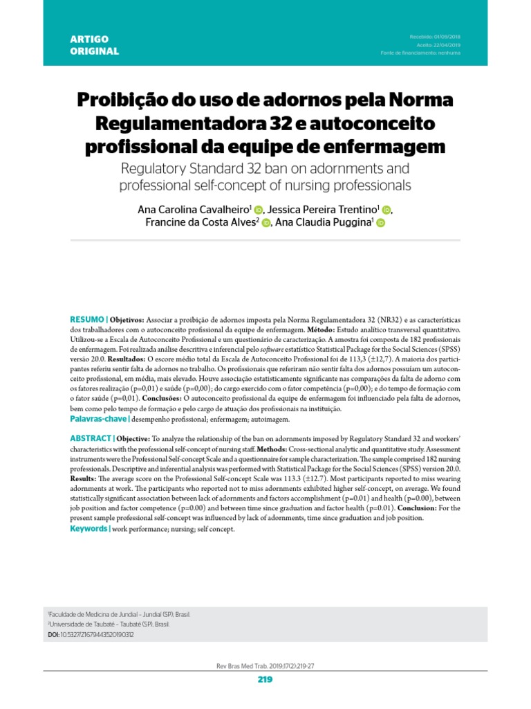 NR 32 - Proibição Do Uso de Adornos Pela Norma Regulamentadora 32 | PDF ...