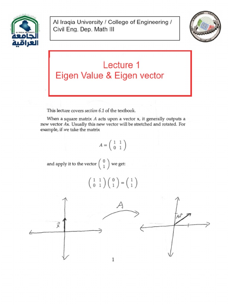 Eigenvalue and Eigenvectors | PDF | Eigenvalues And Eigenvectors | Matrix (Mathematics)