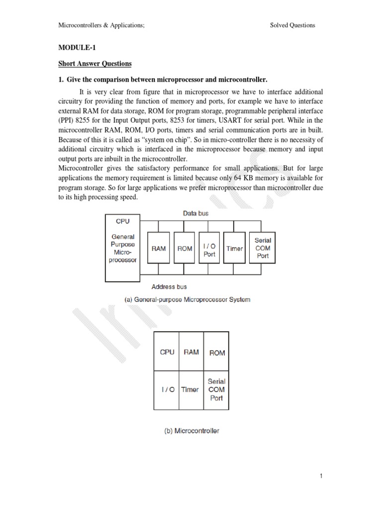 Microcontrollers Applications Solved Questions Answers | PDF | Microcontroller | Random Access ...