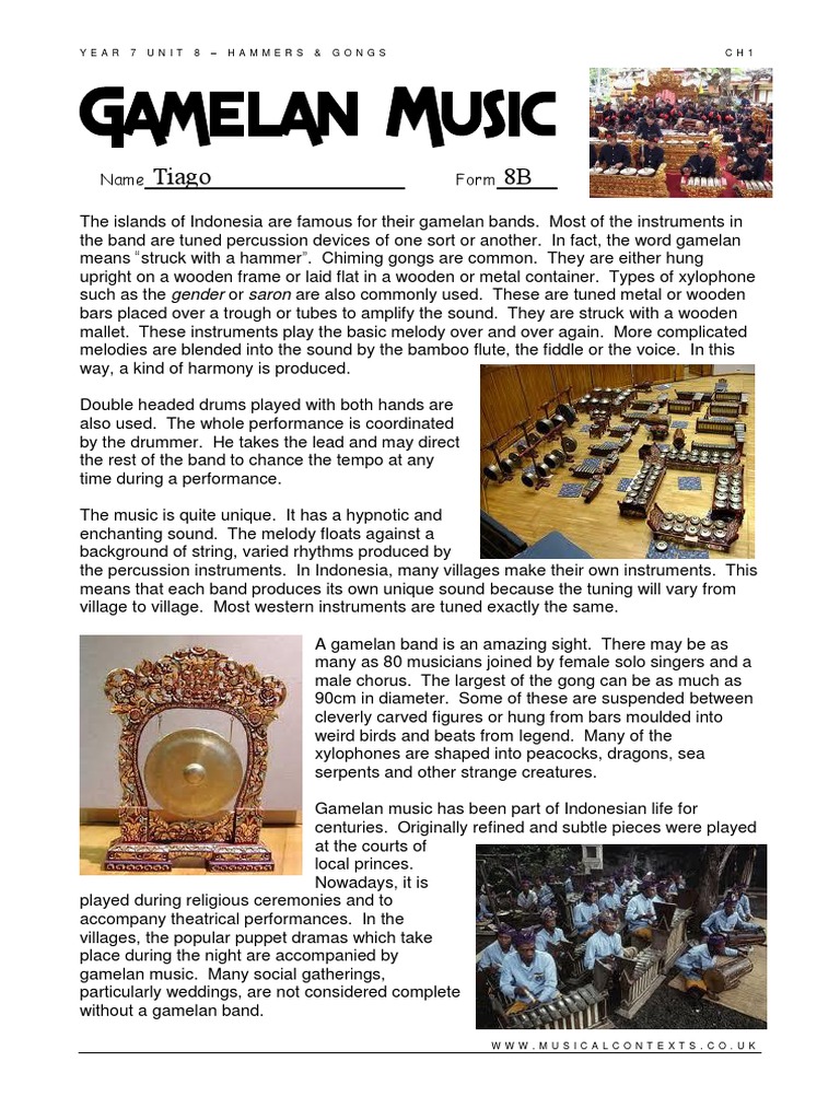 Kami Export - Gamelan Homework | PDF | Musical Instruments | Performing ...
