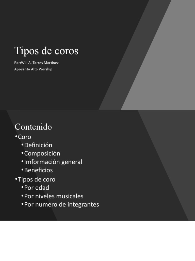 Tipos de Coro | PDF | Coro | Musica coral