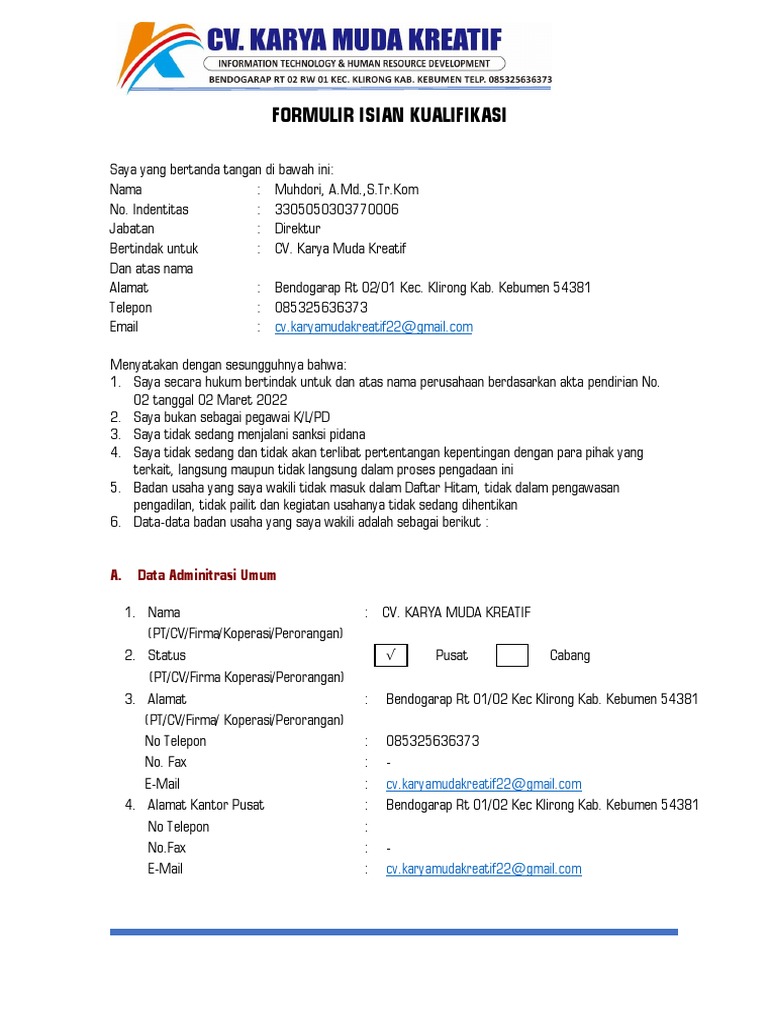 Company Profil Cv Karya Muda Kreatif Edit | PDF