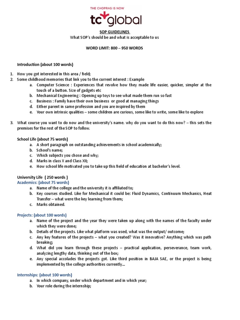 SOP Writing Guide for Students | PDF | University | Cognition