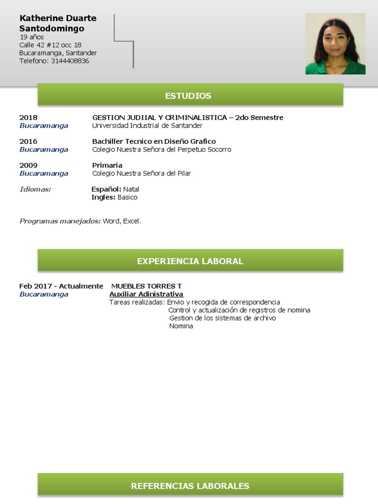 Hoja de Vida Katherine | PDF