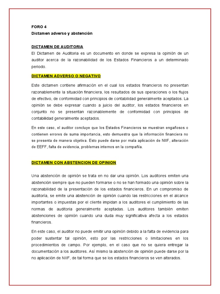 Foro 4 - Auditoria Financiera | PDF