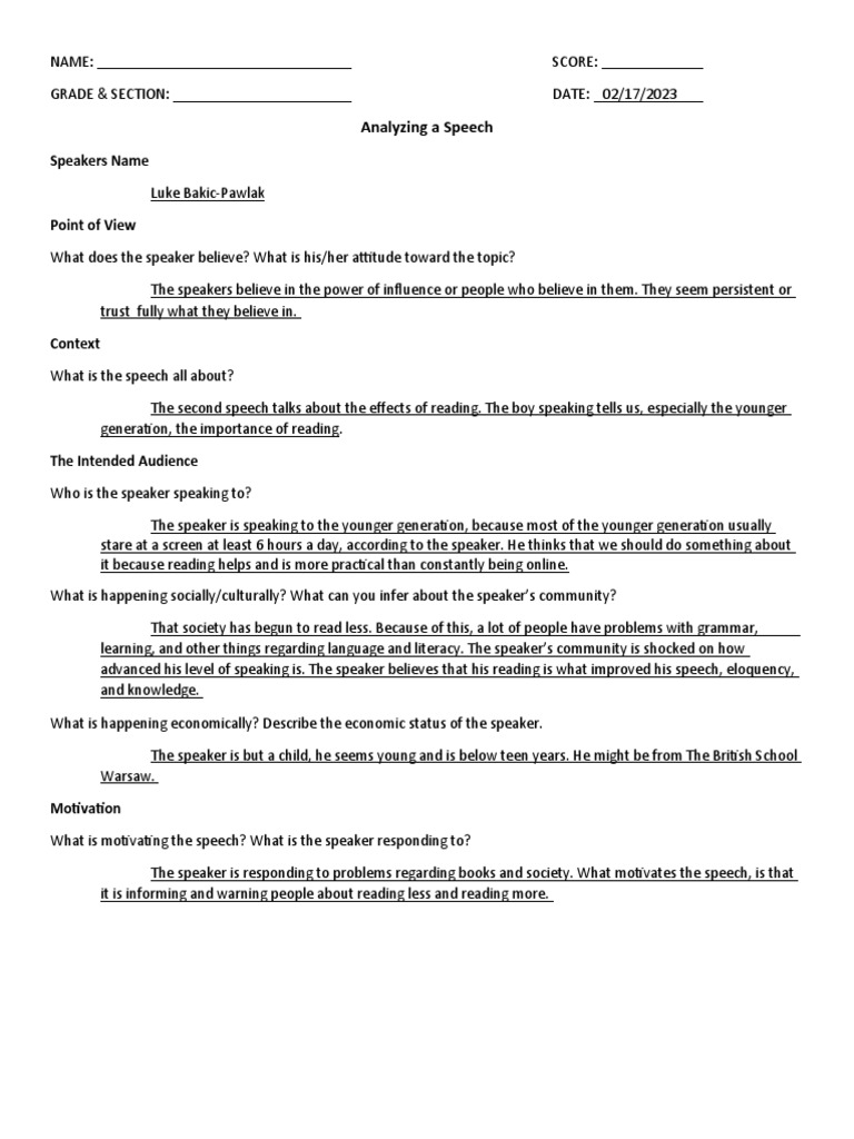Analyzing A Speech | PDF | Social Science