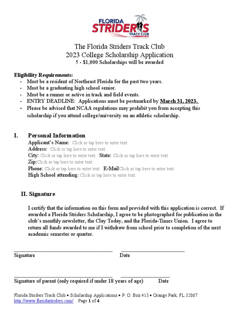 2023 FSTC College Scholarship Application | PDF | Act (Test)
