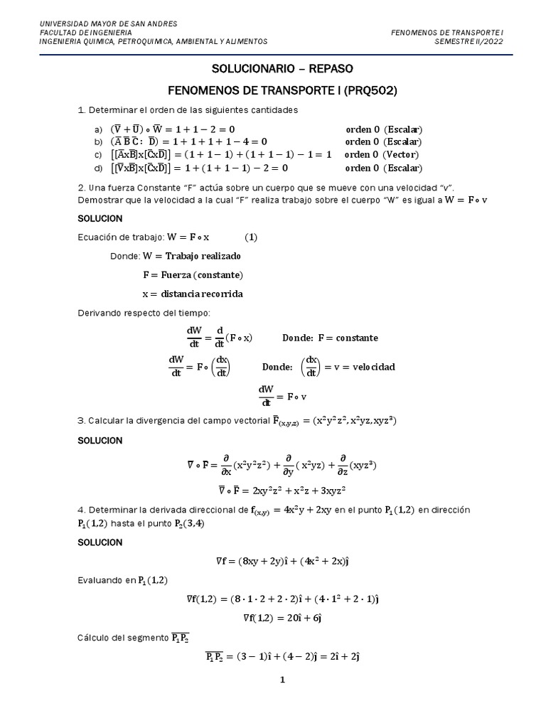 SOLUCIONARIO 1er. REPASO - FENO I | PDF | Velocidad | Escalar (Matemáticas)